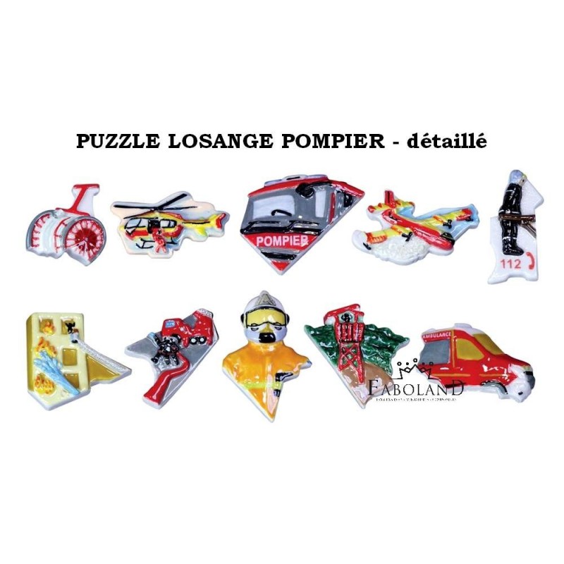 Lozenge firefighters puzzle - feves sets available on FABOLAND.COM